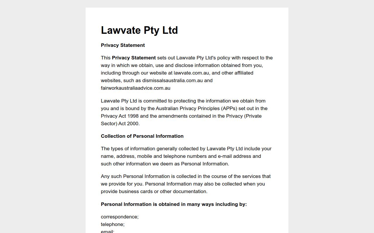 Privacy Statement